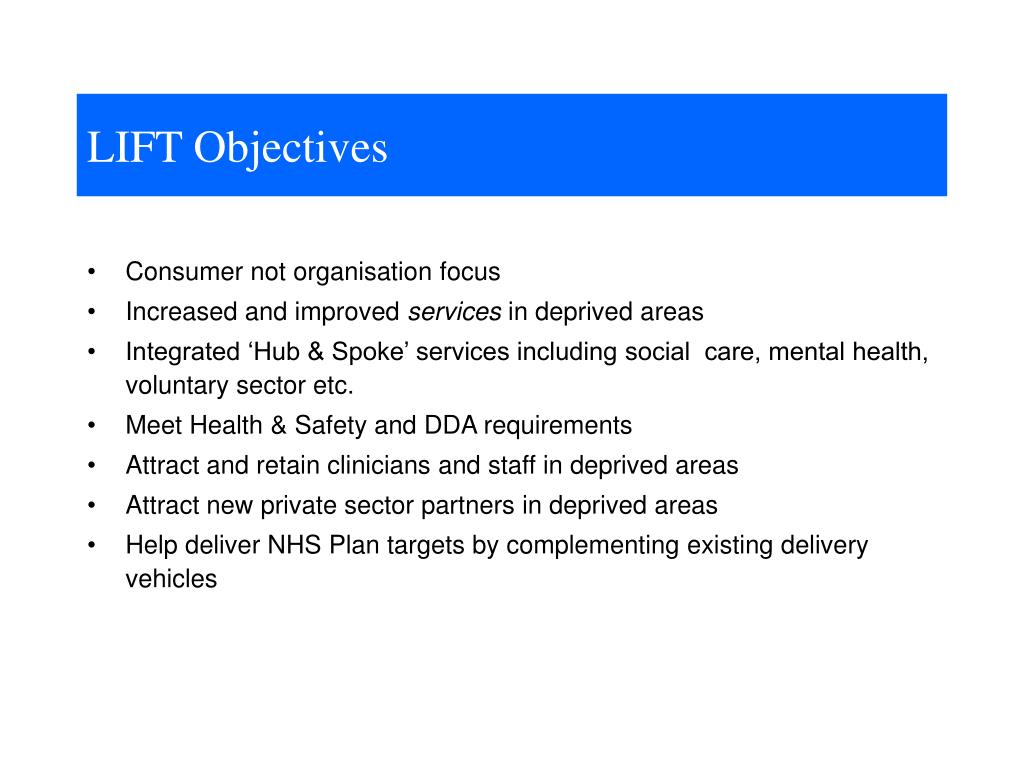 PPT - NHS LIFT Marion Rex / Joe Clyne Partnerships for Health / Private ...