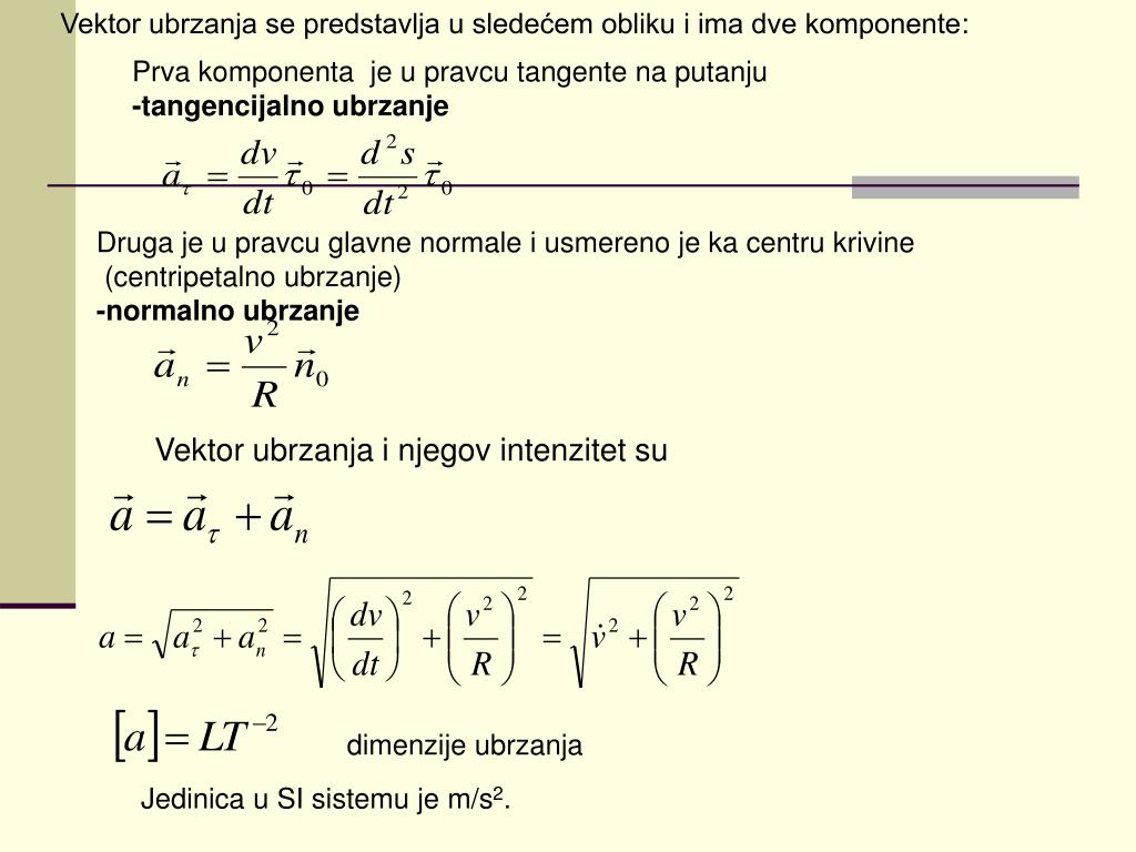 PPT - Pitanje br. 2 Ubrzanje materijalne tačke Tangencijalno i normalno ...