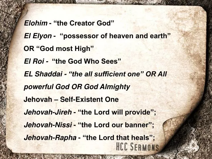 PPT - Elohim - “the Creator God” El Elyon - “possessor of heaven and ...
