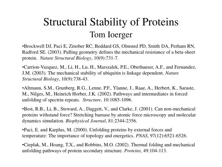 PPT - Structural Stability of Proteins PowerPoint Presentation, free ...
