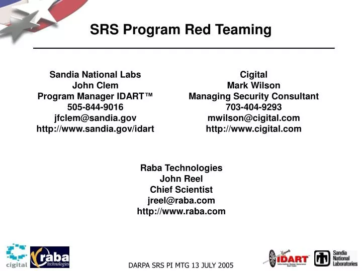 PPT - SRS Program Red Teaming PowerPoint Presentation, free download ...