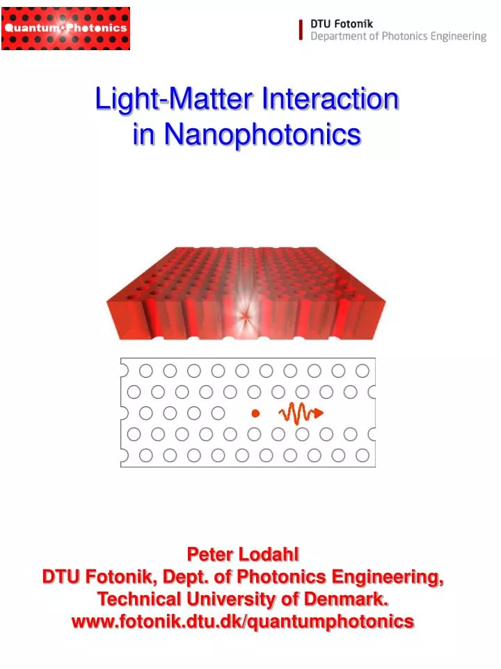 PPT - Light-Matter Interaction in Nanophotonics PowerPoint Presentation ...
