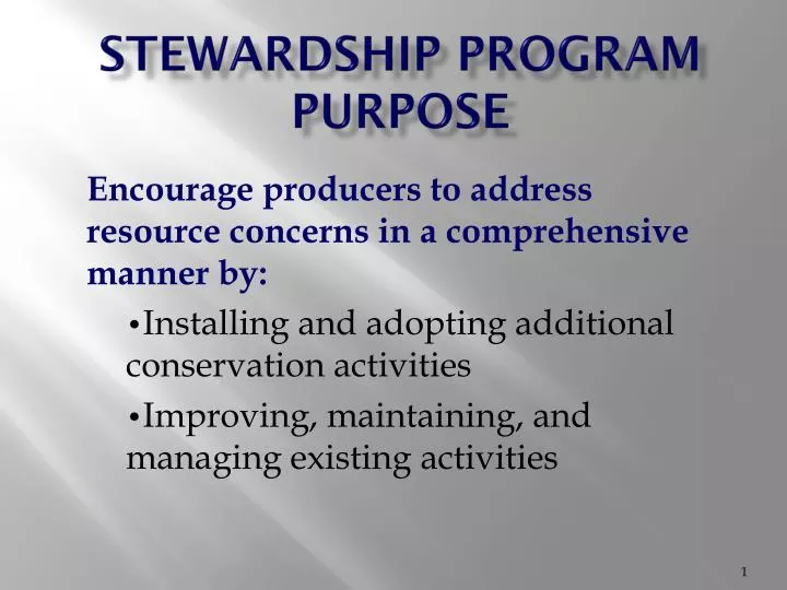 PPT - Stewardship Program Purpose PowerPoint Presentation, free ...