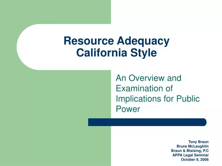 PPT - Resource Adequacy California Style PowerPoint Presentation, free ...