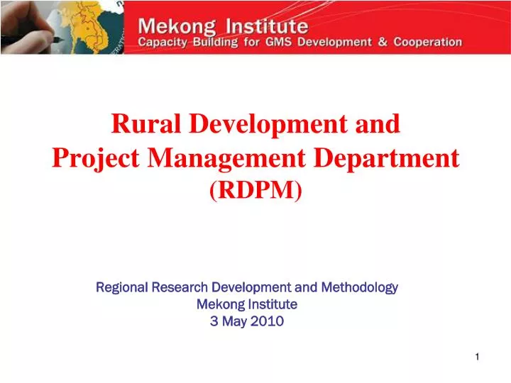 PPT - Rural Development and Project Management Department (RDPM ...