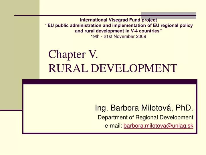 PPT - Chapter V. RURAL DEVELOPMENT PowerPoint Presentation, free ...