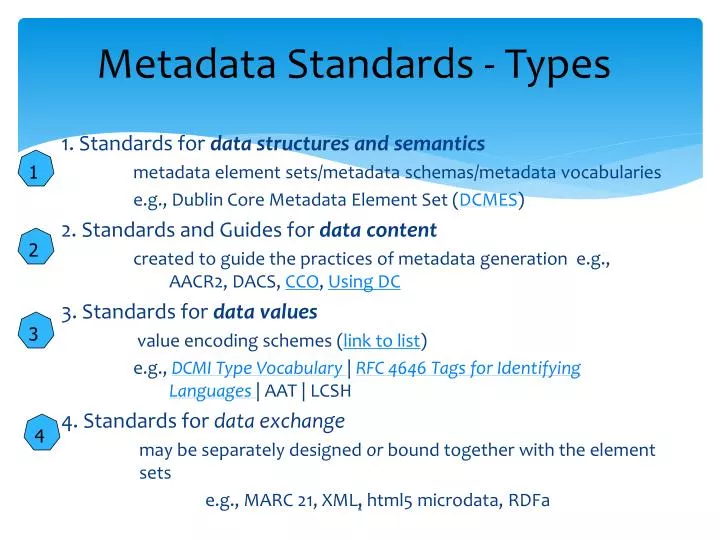 Ppt Metadata Standards Types Powerpoint Presentation Free Download Id 4768811
