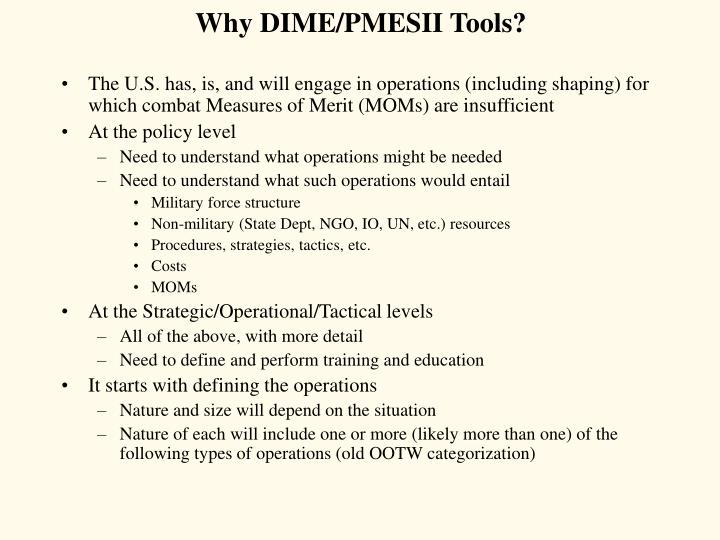 PPT - DIME/PMESII TOOLS: Past, Present and Future PowerPoint ...