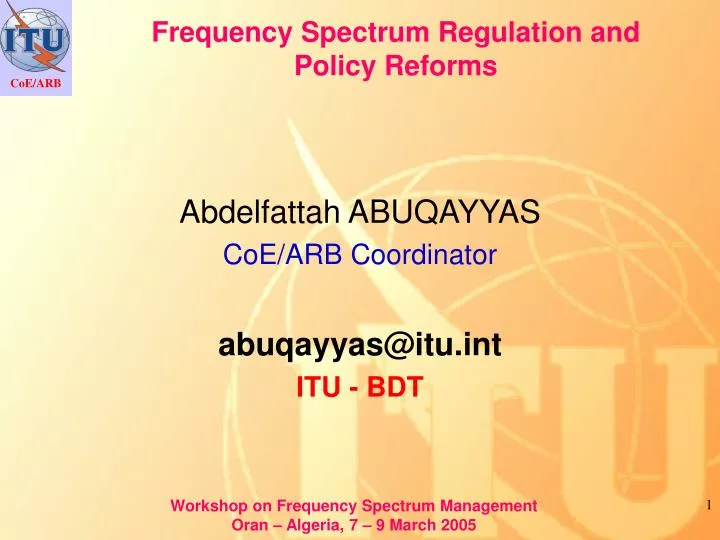 PPT - Frequency Spectrum Regulation and Policy Reforms PowerPoint ...