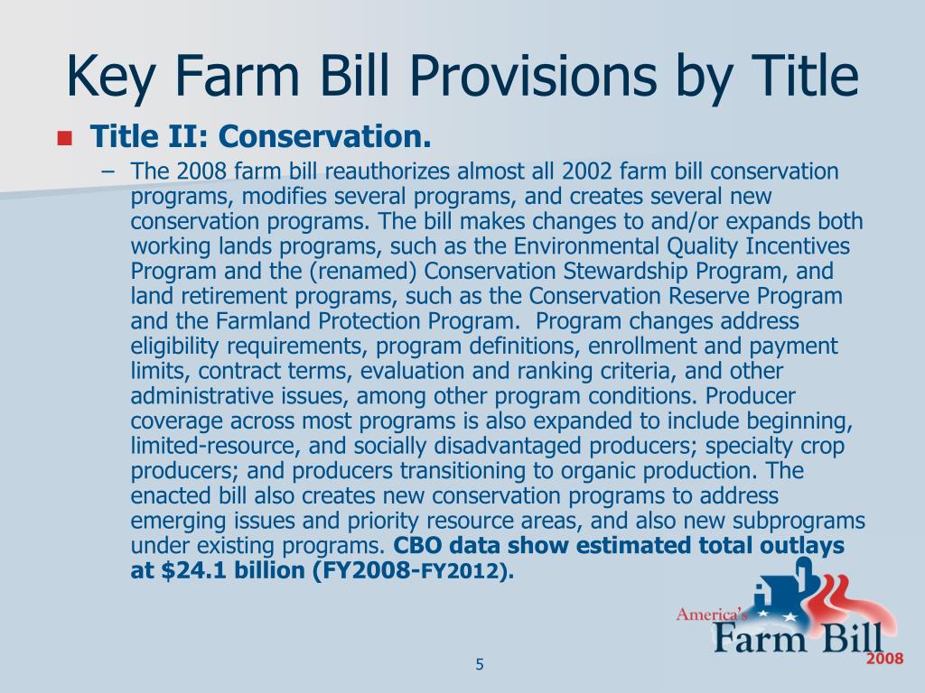 PPT - The Food, Conservation and Energy Act of 2008 (P.L. 110-246 ...