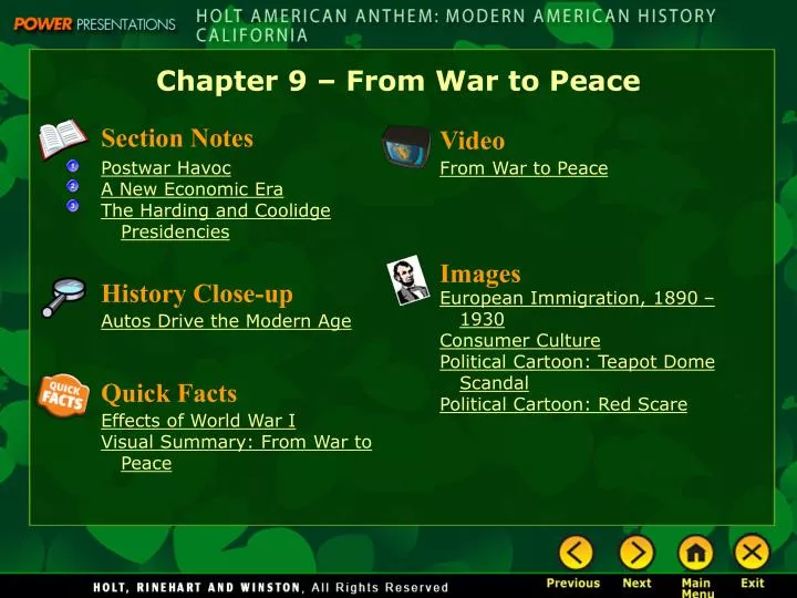 PPT - Chapter 9 – From War to Peace PowerPoint Presentation, free ...