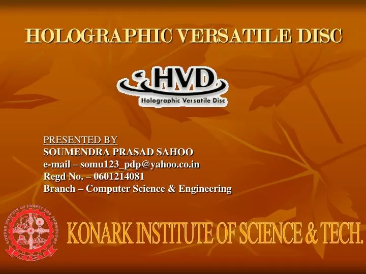 PPT - HOLOGRAPHIC VERSATILE DISC PowerPoint Presentation, free download ...