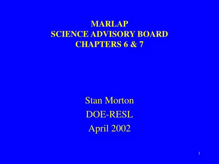 PPT - MARLAP SCIENCE ADVISORY BOARD CHAPTERS 6 & 7 PowerPoint ...