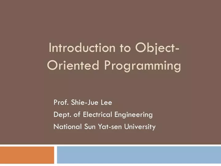 Ppt Introduction To Object Oriented Programming Powerpoint