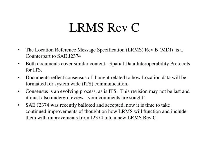 PPT - LRMS Rev C PowerPoint Presentation, free download - ID:4775466