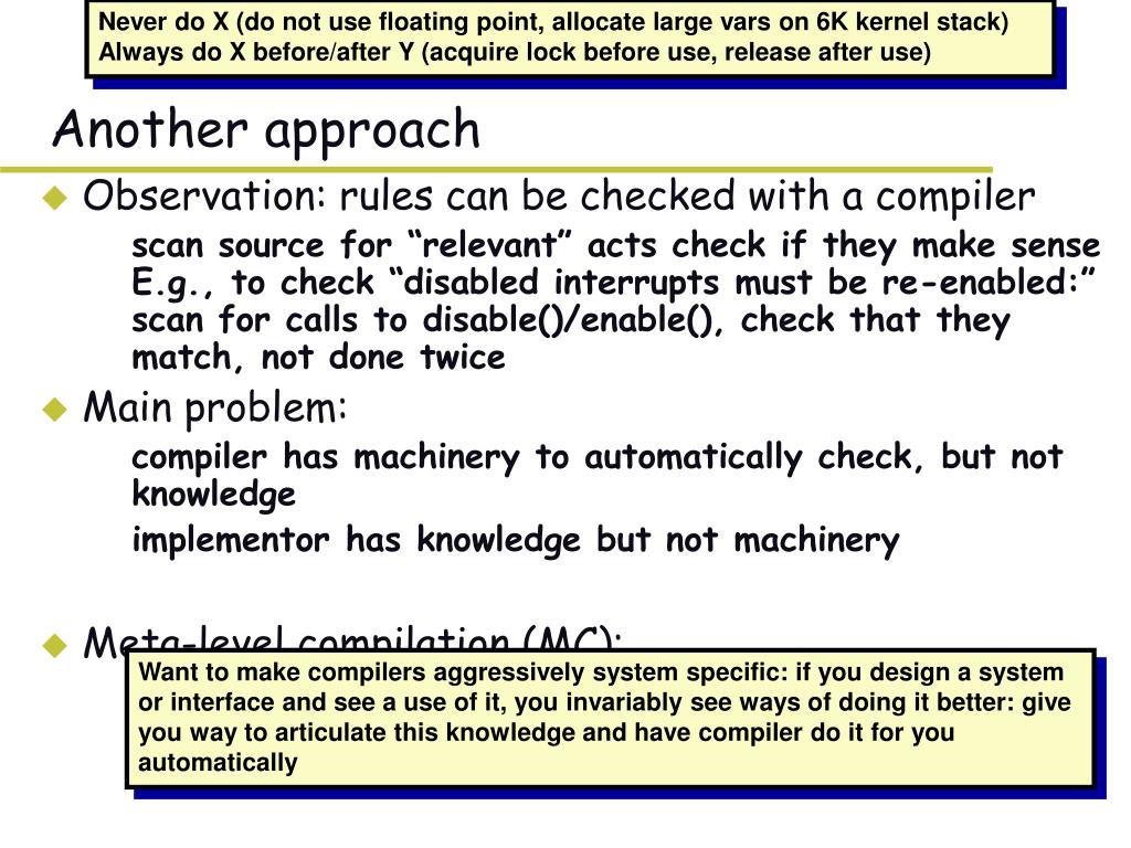 Ppt Using System Specific Compiler Extensions To Find Errors In Systems Code Powerpoint
