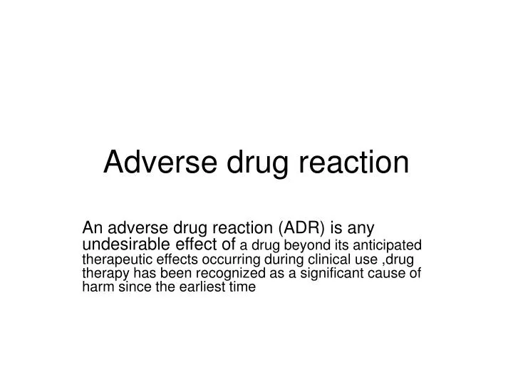 PPT - Adverse drug reaction PowerPoint Presentation, free download - ID ...