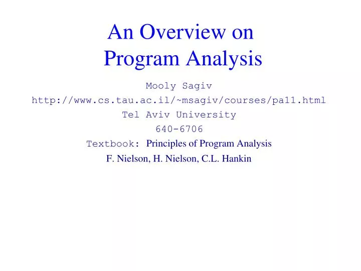 PPT - An Overview on Program Analysis PowerPoint Presentation, free ...