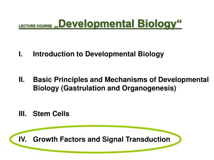 PPT - LECTURE COURSE „ Developmental Biology“ Introduction to ...