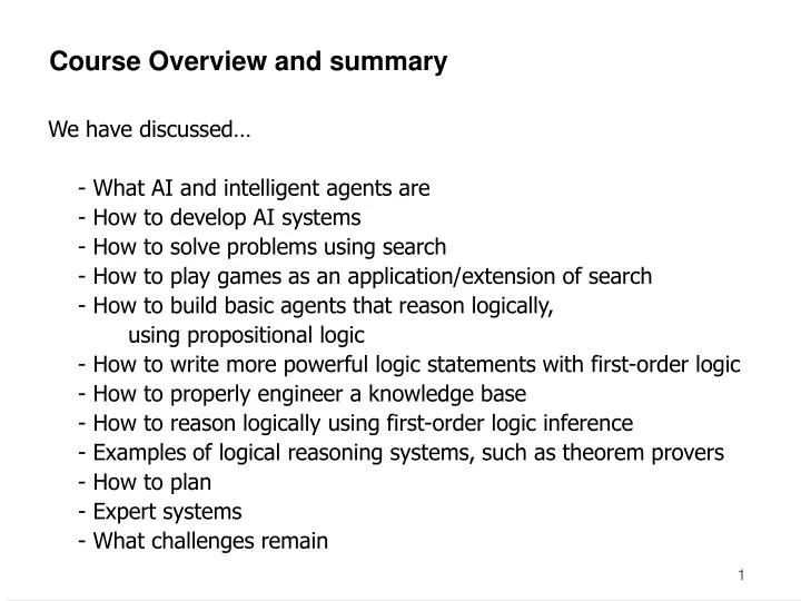 PPT - Course Overview and summary PowerPoint Presentation, free ...