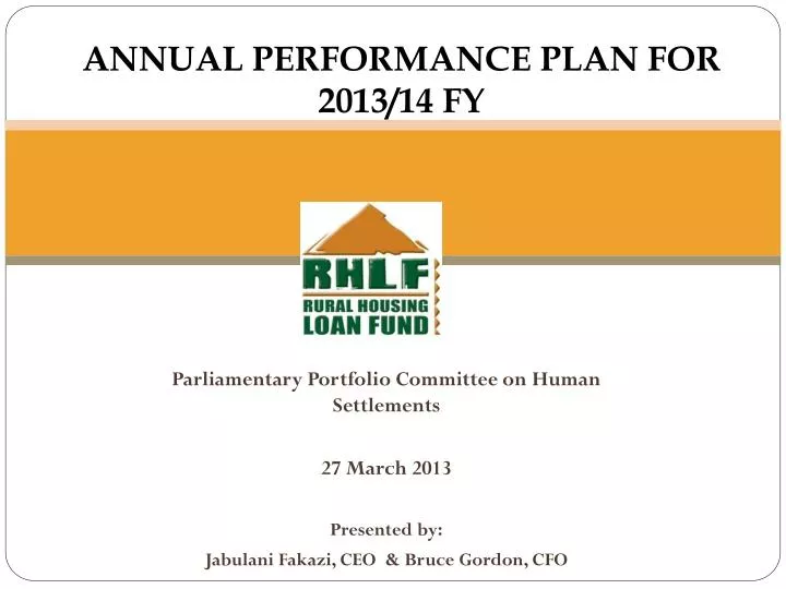 PPT - ANNUAL PERFORMANCE PLAN FOR 2013/14 FY PowerPoint Presentation ...