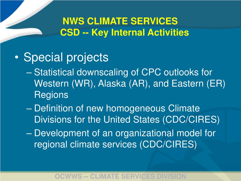 PPT - NWS Climate Services Climate Analysis, Monitoring, and Services ...