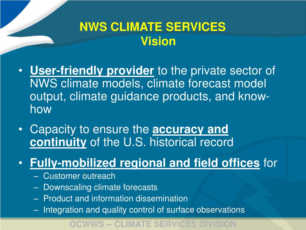 PPT - NWS Climate Services Climate Analysis, Monitoring, and Services ...