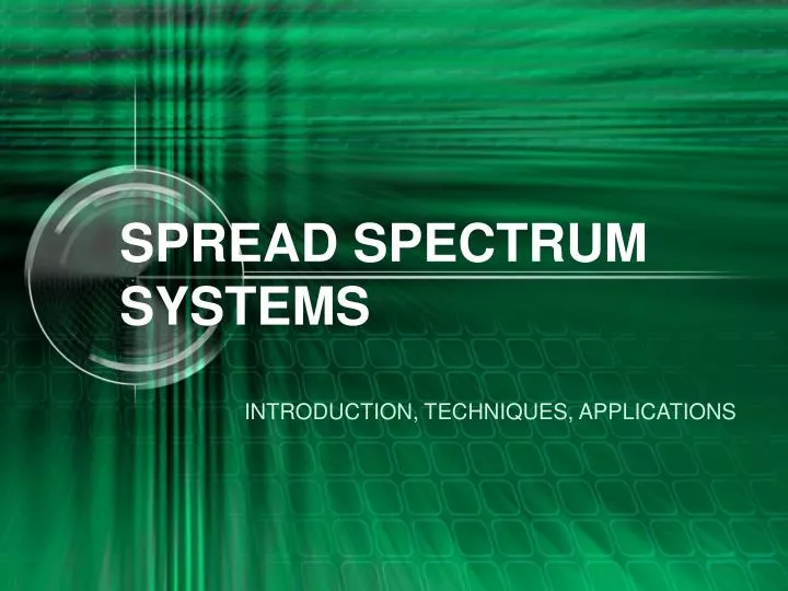PPT - SPREAD SPECTRUM SYSTEMS PowerPoint Presentation, free download ...