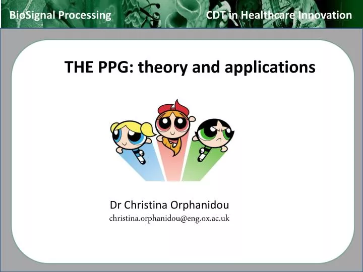 PPT - THE PPG: theory and applications PowerPoint Presentation, free ...