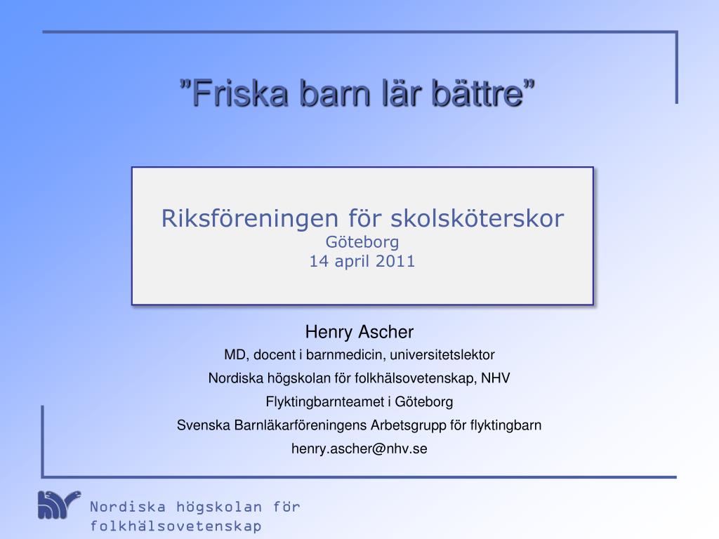PPT - ” Friska barn lär bättre ” PowerPoint Presentation, free download ...