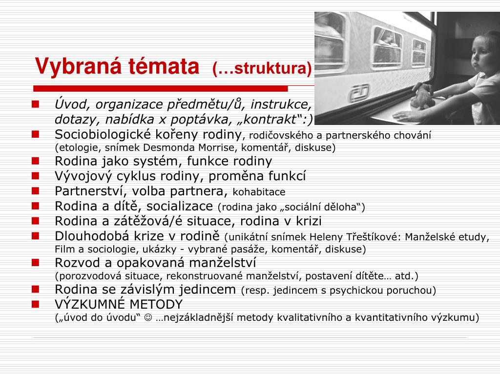 PPT - Sociologie rodiny – vybraná témata RODINA V SOCIÁLNÍM KONTEXTU ...
