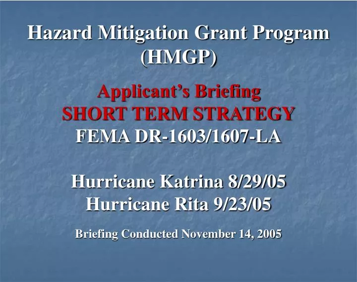 PPT - Hazard Mitigation Grant Program (HMGP) PowerPoint Presentation ...