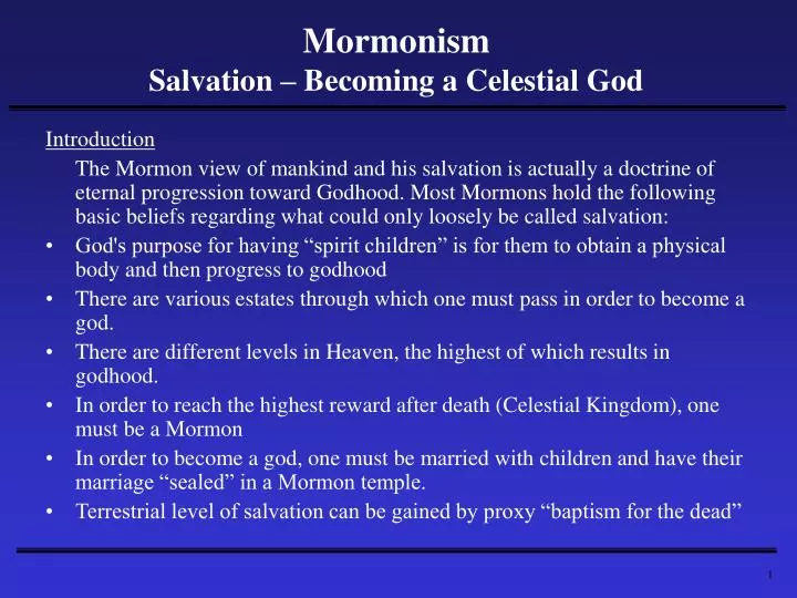 PPT - Mormonism Salvation – Becoming a Celestial God PowerPoint ...