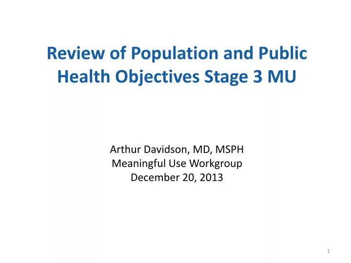 PPT - Review of Population and Public Health Objectives Stage 3 MU ...