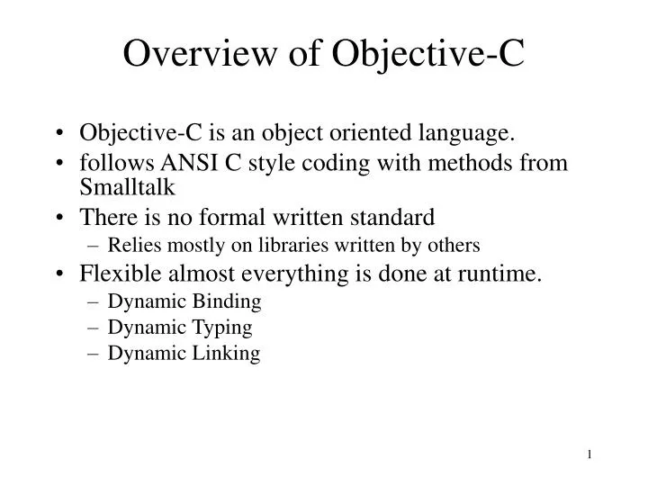 PPT - Overview of Objective-C PowerPoint Presentation, free download ...