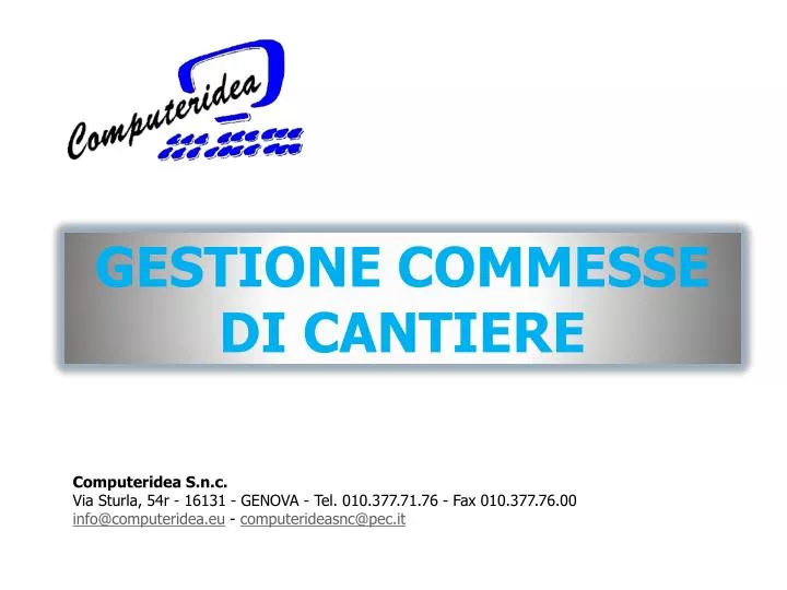 PPT - GESTIONE COMMESSE DI CANTIERE PowerPoint Presentation, free ...