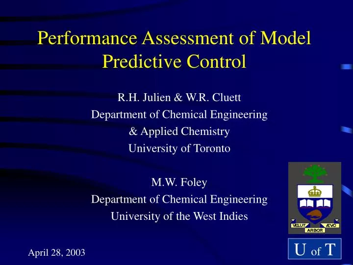PPT - Performance Assessment of Model Predictive Control PowerPoint ...
