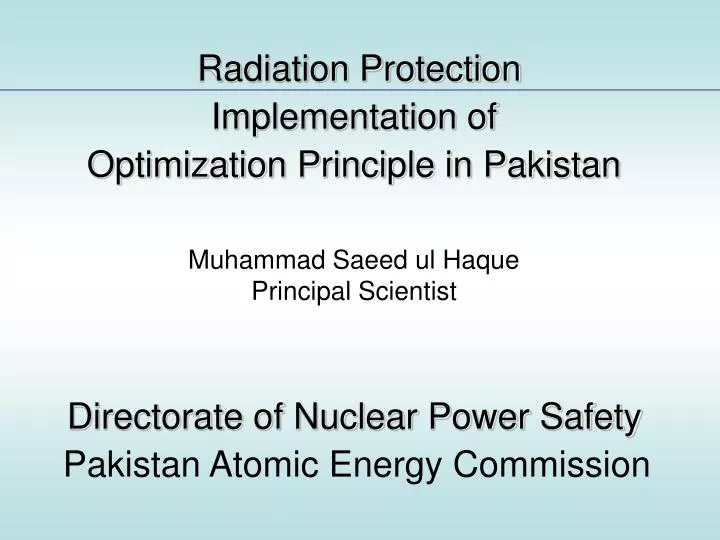 PPT - Muhammad Saeed ul Haque Principal Scientist PowerPoint ...