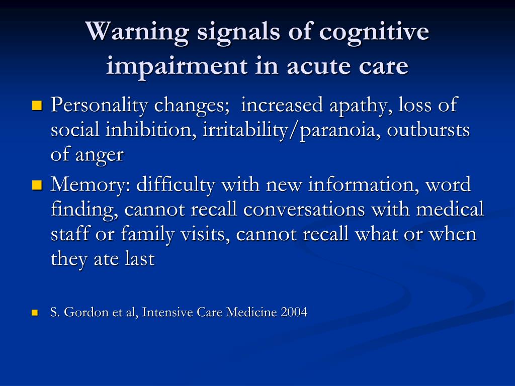 Ppt Assessing Cognitive Function In The Acute Care Setting Powerpoint