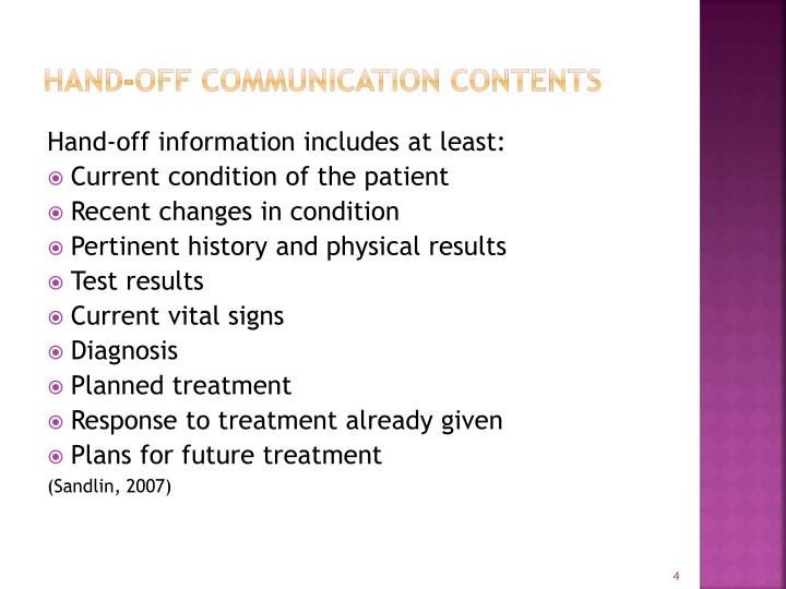 PPT - Hand-off Communication Tool PowerPoint Presentation - ID:4793933