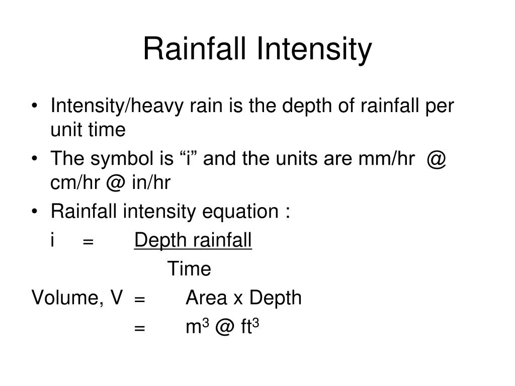 Rainfall Intensity Rainfall Intensity