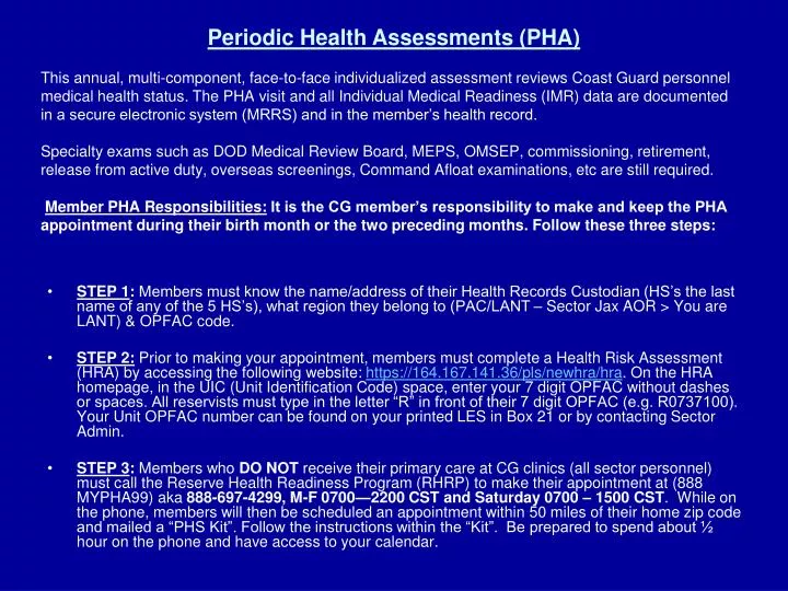 PPT - Periodic Health Assessments (PHA) PowerPoint Presentation, free ...