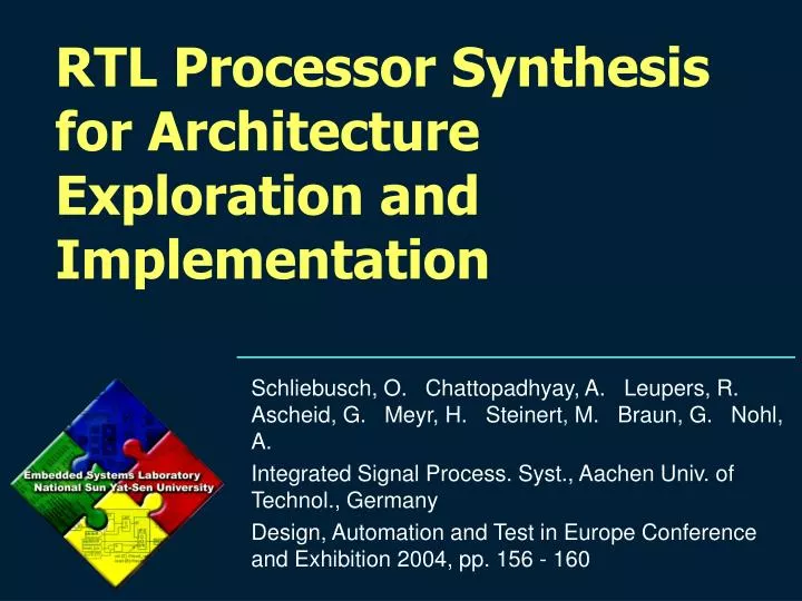 Ppt Rtl Processor Synthesis For Architecture Exploration And Implementation Powerpoint