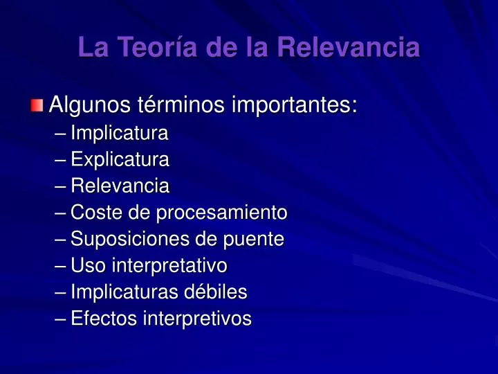 PPT - La Teoría de la Relevancia PowerPoint Presentation, free download ...