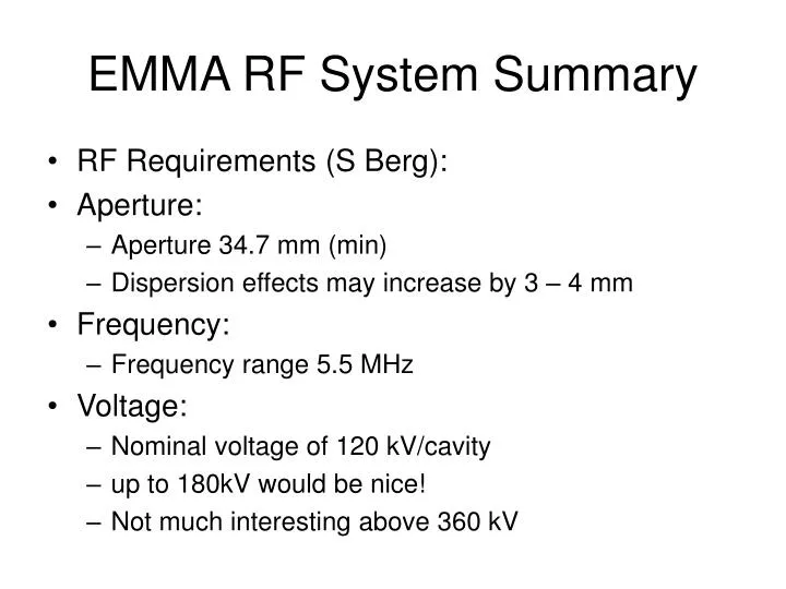 PPT - EMMA RF System Summary PowerPoint Presentation, free download ...