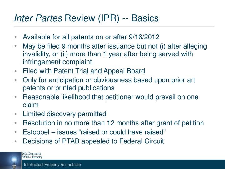PPT - USPTO Rules Governing Inter Partes Review and Post-Grant Review ...