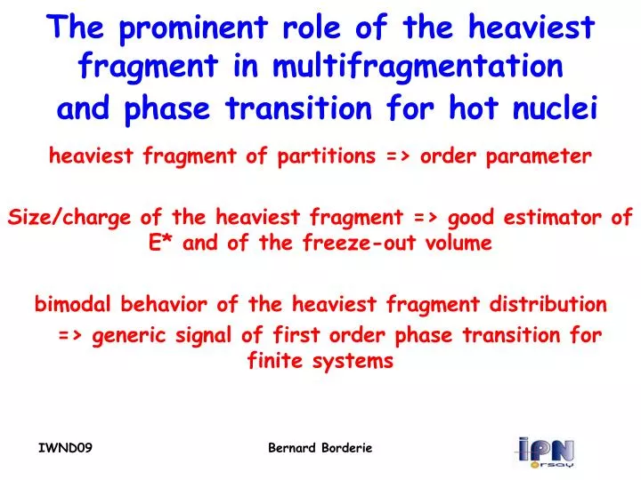 PPT - heaviest fragment of partitions => order parameter PowerPoint ...