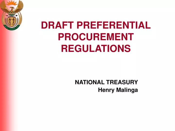 PPT - DRAFT PREFERENTIAL PROCUREMENT REGULATIONS PowerPoint ...