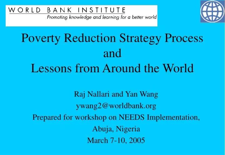 PPT - Poverty Reduction Strategy Process and Lessons from Around the ...