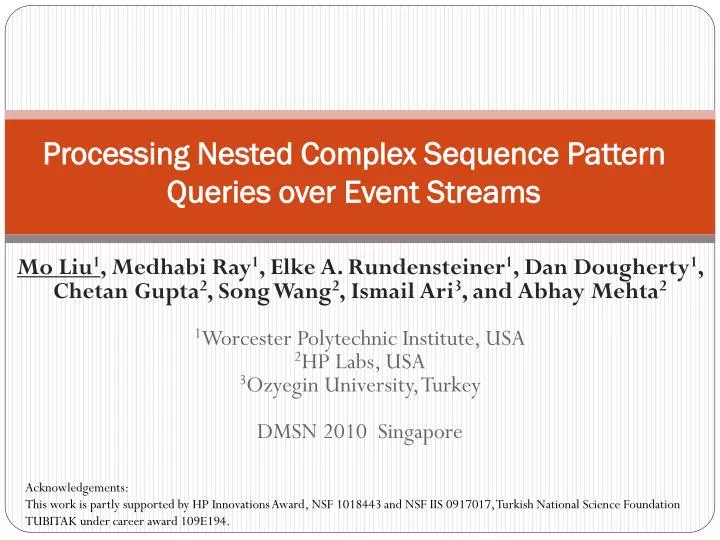 Ppt Processing Nested Complex Sequence Pattern Queries Over Event Streams Powerpoint